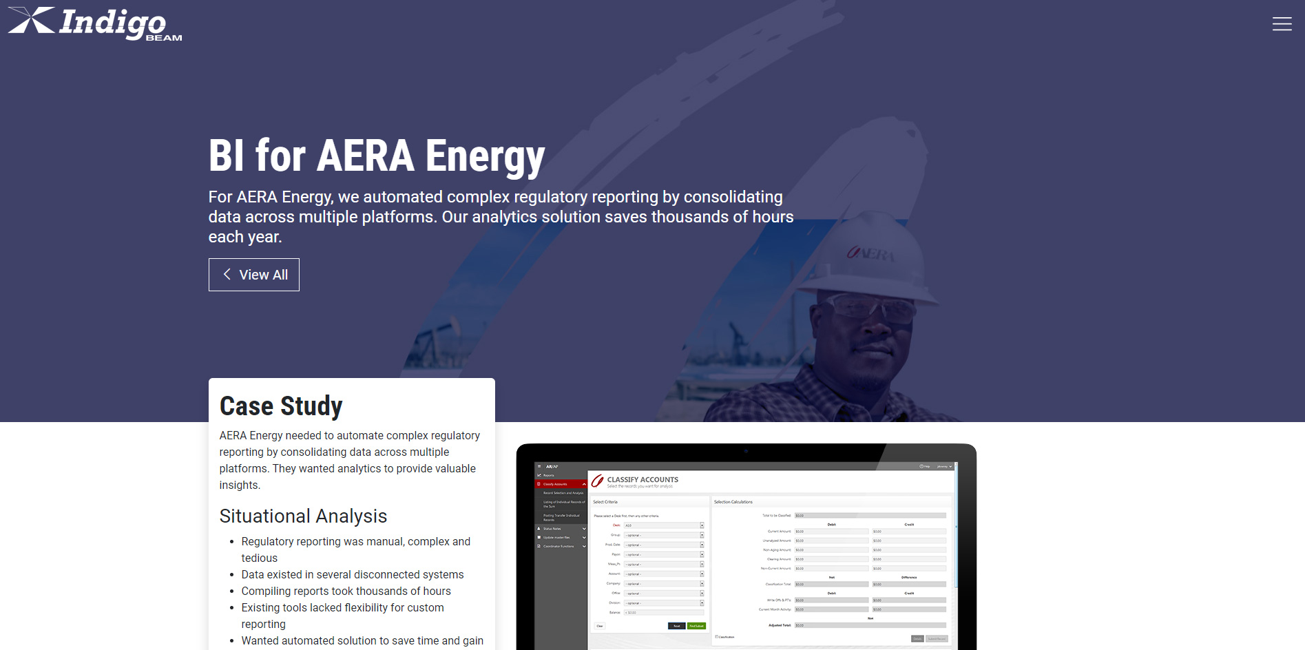 Indigo Beam | Business Intellegence for AERA Energy