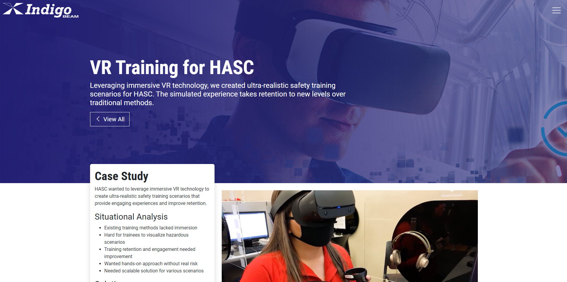 Indigo Beam | VR Training for HASC